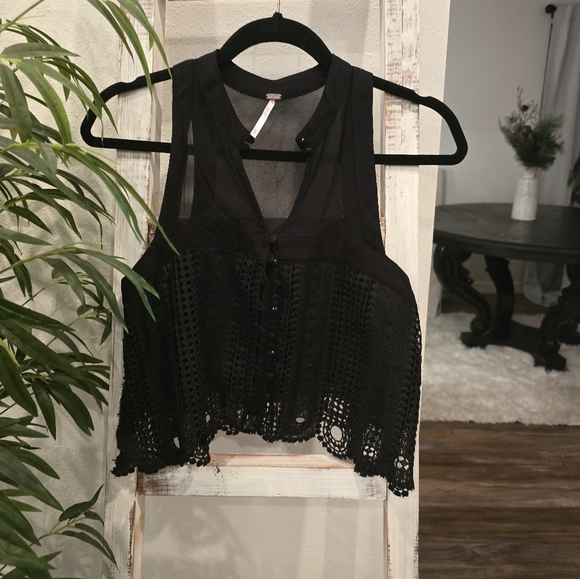 Free People | Tops | Free People Rory Top Sleeveless Crochet Tank To ...